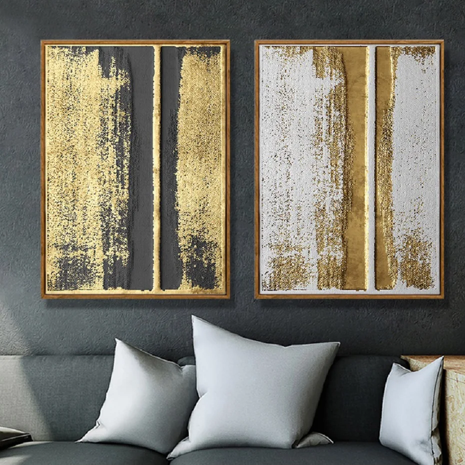 Minimalistischen Luxus Abstrakte Gold Muster Leinwand Gemälde Drucke Wand Kunst Poster Gold ...