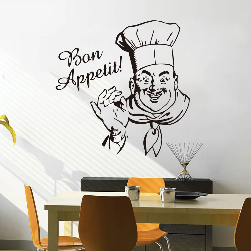 French-chef-wall-decals-kitchen-restaurant-bistro-enjoy-gourmet-carving ...