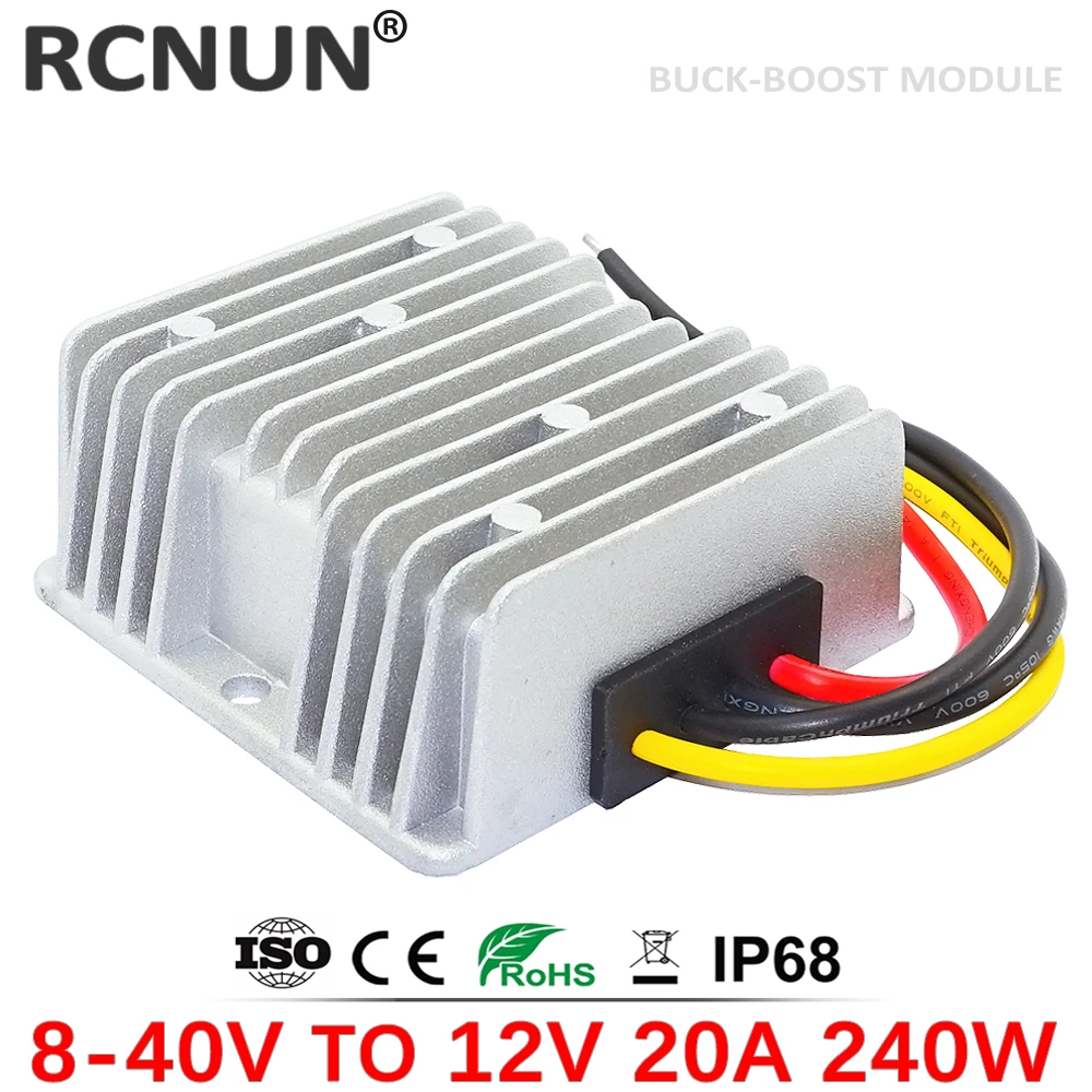 Rcnun New 8-40v 13.8v To 12v 6a 10a 15a 20a Boost-buck Dc Dc Converter 240w Step-down Step-up ...