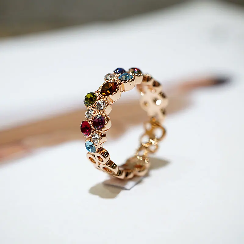 Charm-Female-Small-Round-Stone-Ring-Unique-Style-Rose-Gold-Engagement ...