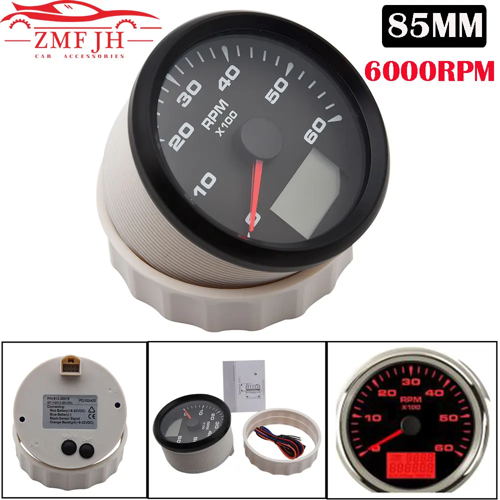 7-Color-Backlight-85mm-RPM-Tachometer-6000RPM-Car-Boat-Tachometer ...