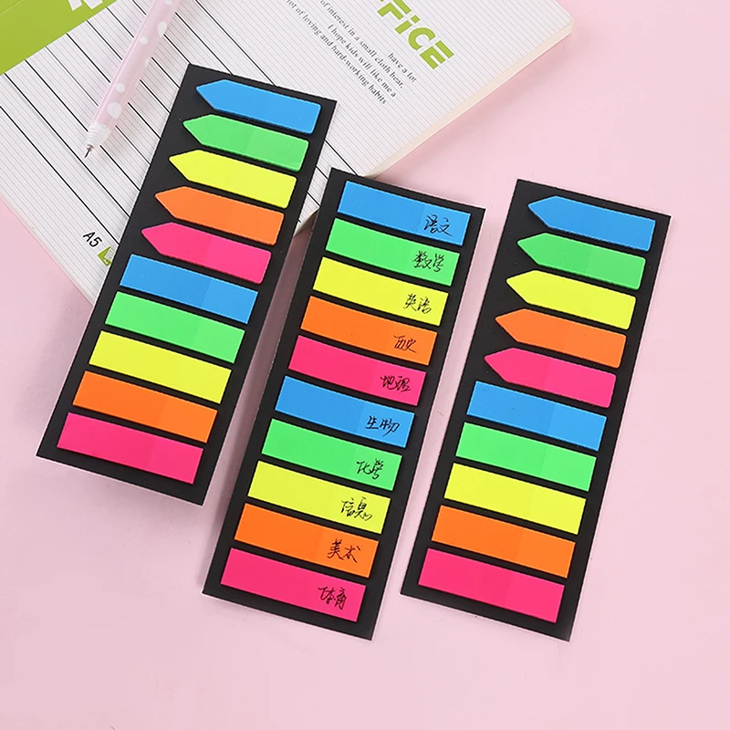 200pcs Color Transparent Fluorescent Index Tabs Flags Sticky Note For ...