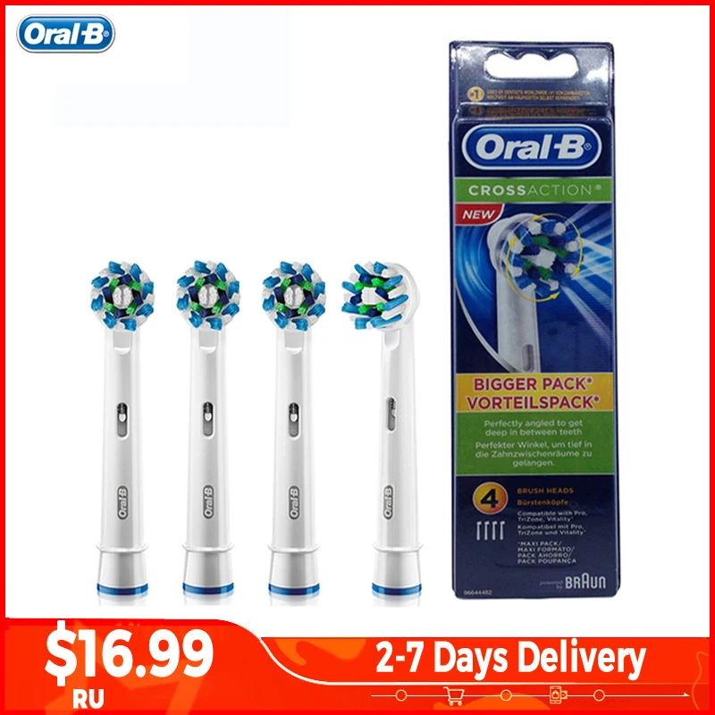 Oral B Replaceable Electric ToothBrush Heads Cross Action 16 Degree ...