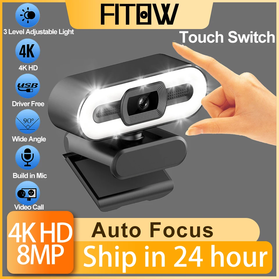 Taida Full Hd 1080p 2k 4k Webcam Auto Focus Fill Light Web Camera With ...