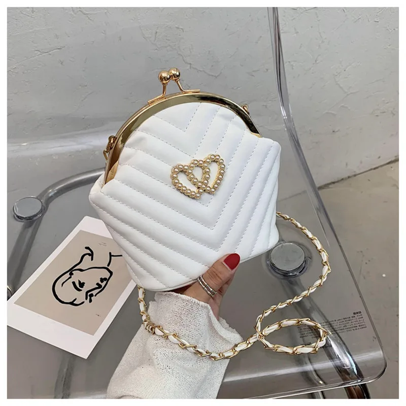 New Summer Pearl Shell Bags For Women 2020 Thread PU Leather Crossbody ...