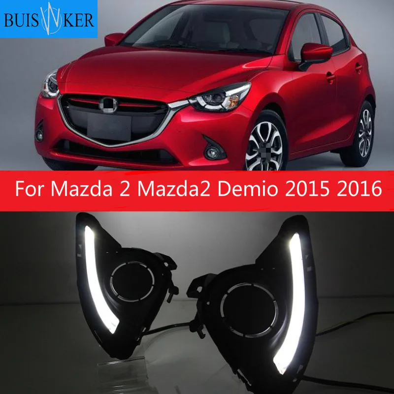 1 Set DRL For Mazda 2 Mazda2 Demio 2015 2016 LED DRL 주간 주행 등 주광 안개등 커버 ...