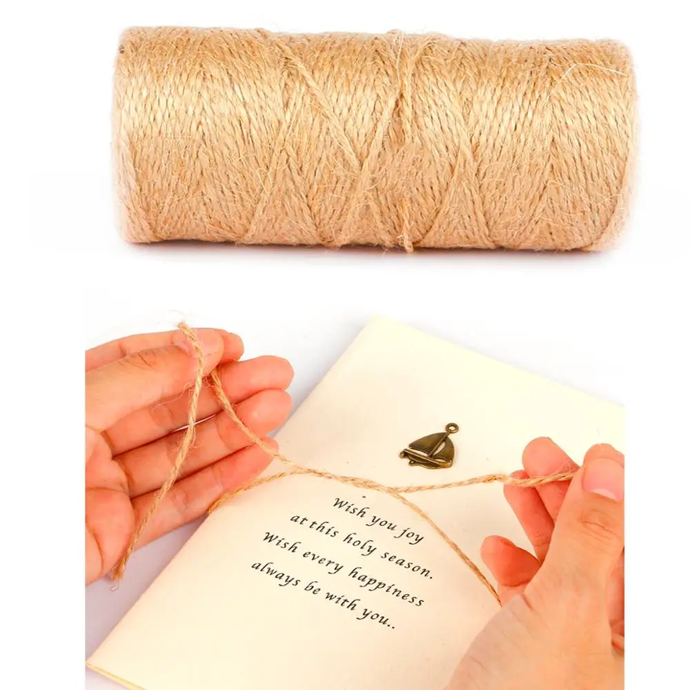 New 100M Natural Jute Twine Burlap String Hemp Rope Cords Thread For ...