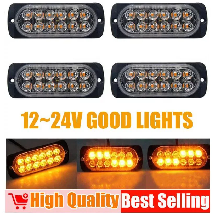 LED Warning Strobe amber Light for Car Van Truck Jeep Pickup Motorcycle ...