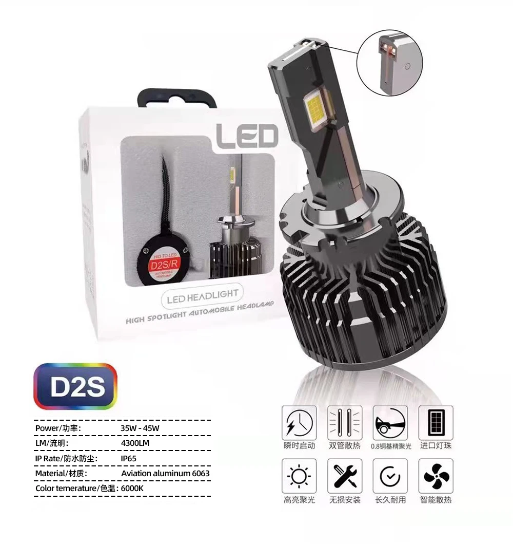2PCS LED Headlight Bulbs D2S D4S D5S D8S D2H D1 D3 Lamp Replace ...