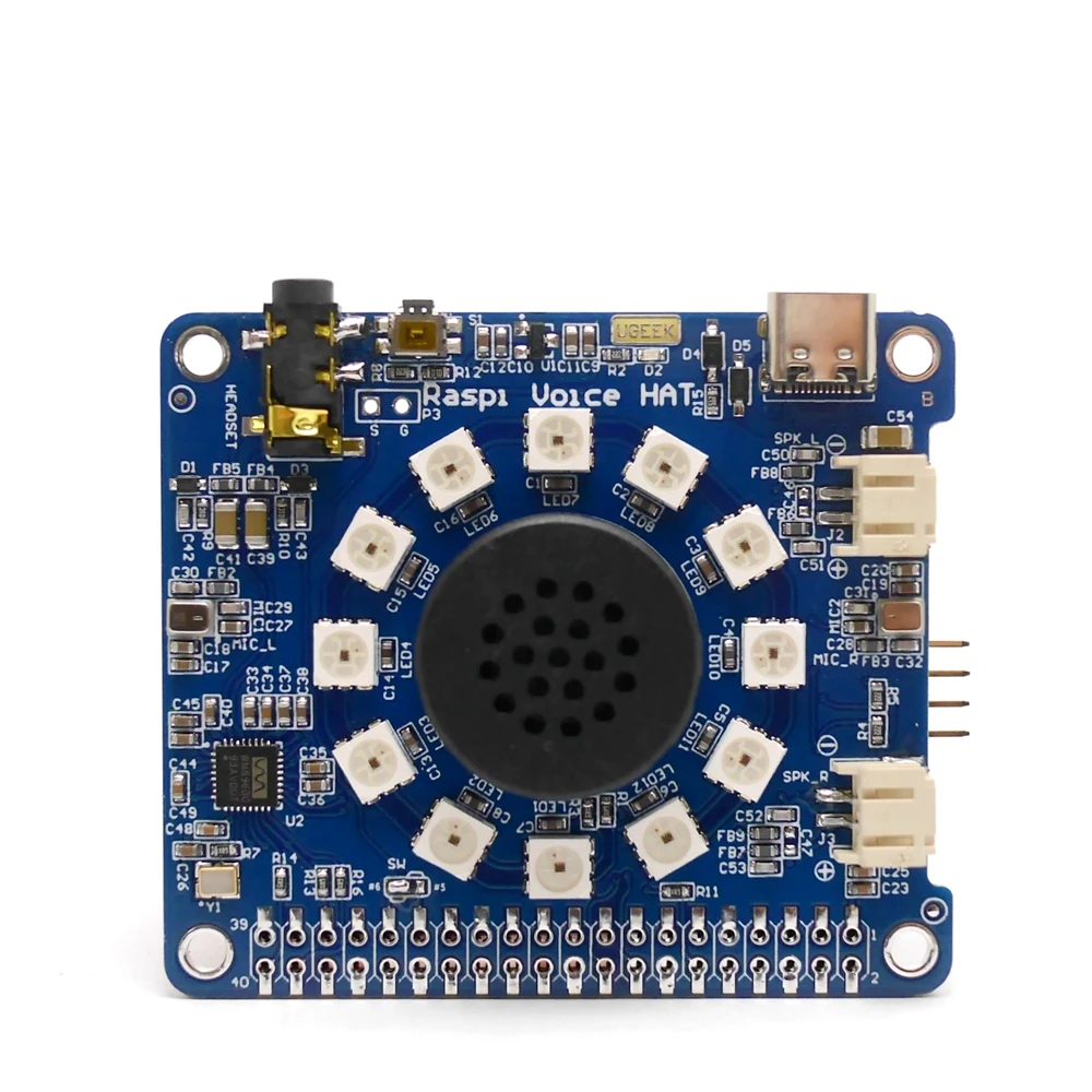 Ugeek Voice Hat For Raspberrypi 4b|dual Microphone Ai Speaker For Pi 4 ...