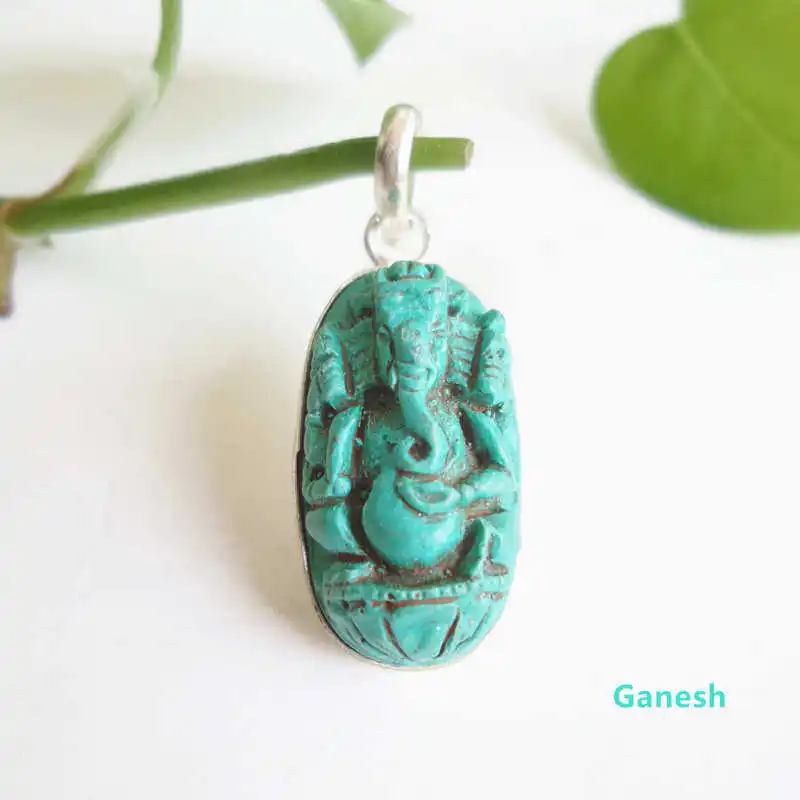 Tibet Amulet Charms Turquoises Aqua Color Clay Sculpture Amulets Ganesh ...