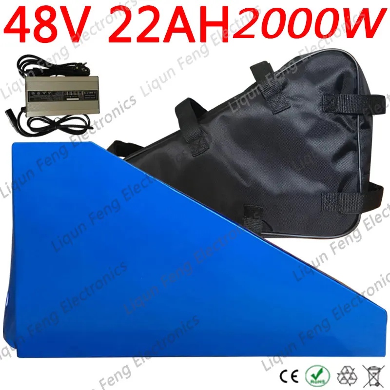 Triangle shape Lithium battery 48V 22AH 1500W Electric bike Battery 48V ...