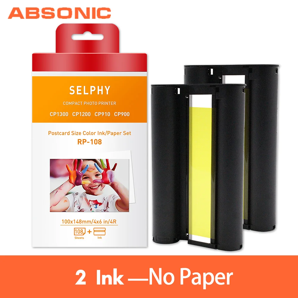 Absonic 2pcs For Canon Selphy Cp1300 Ink Cartridges Cp910 Cp1200 Cp900 ...