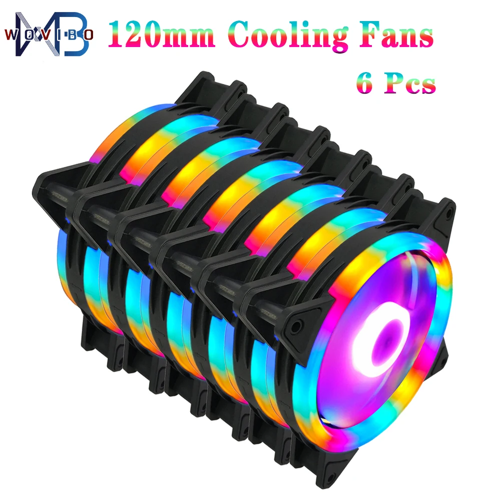 6Pcs-Computer-Cooling-Fans-120mm-Molex-Ventilador-Colorful-LED-Case ...
