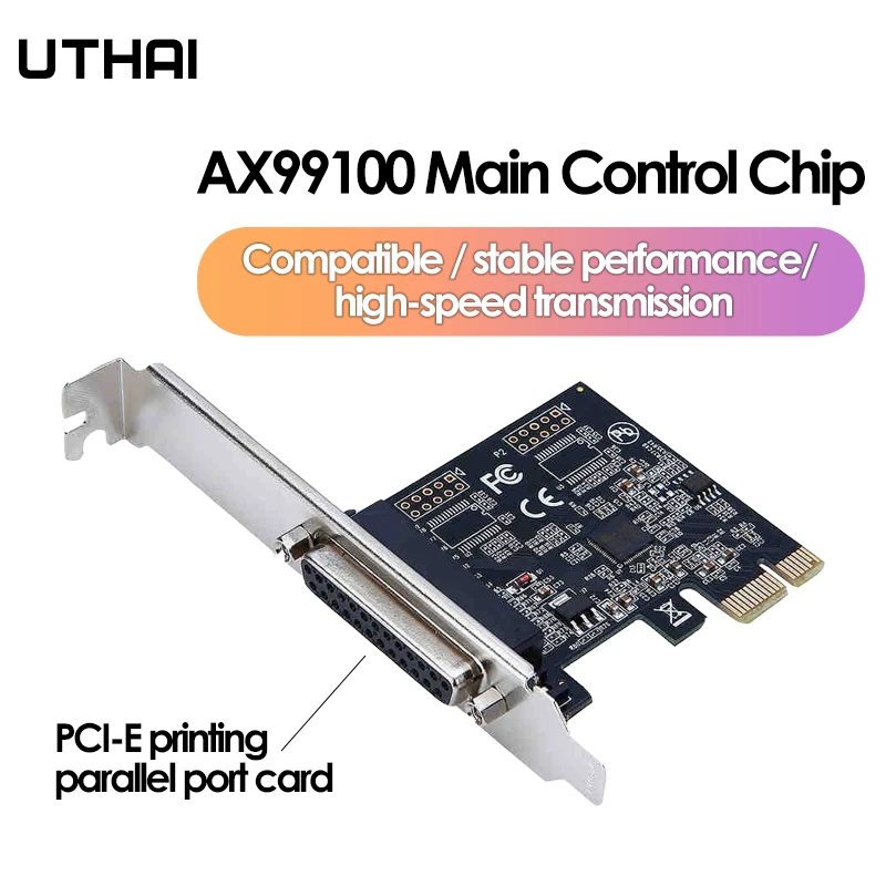 UTHAI 컴퓨터 부품 어댑터 AX99100 칩 PCIe 병렬 포트 카드, PCI E 병렬 포트 카드 25 핀 프린터 확장 카드 ...