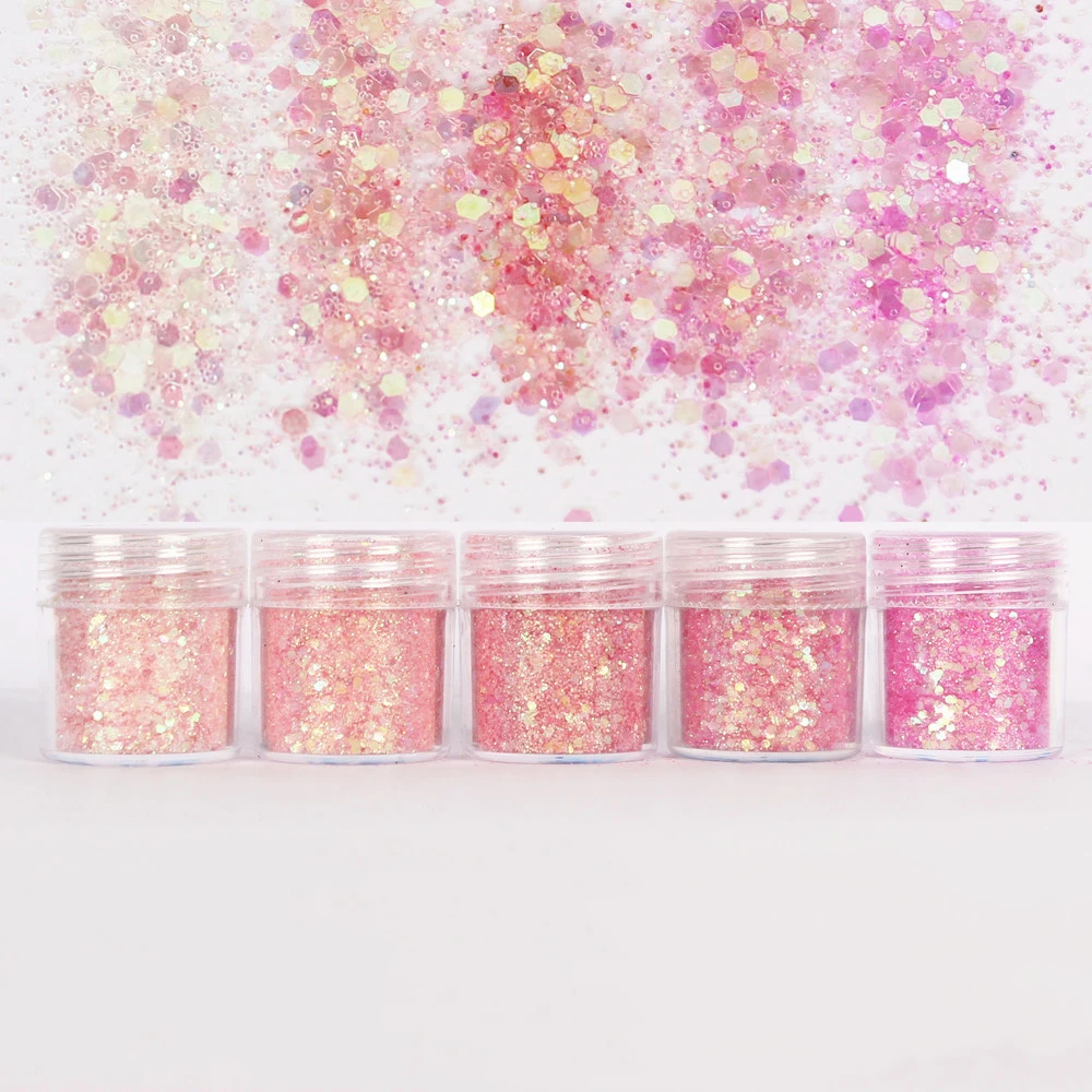 5pots Pink Set Uv Resin Mold Filling Material Hexagon Glitter 1mm ...