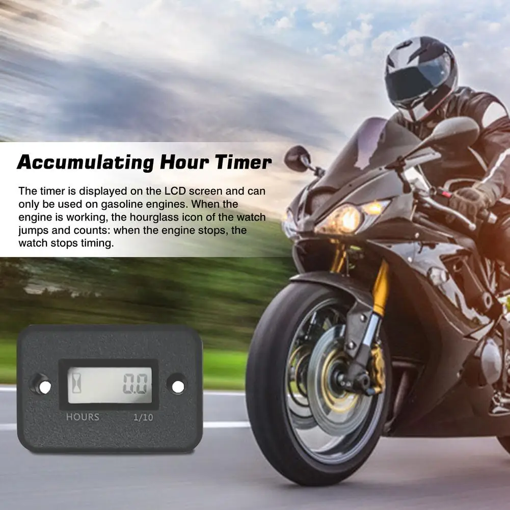 Motorcycle-Hour-Meter-LCD-Induction-Waterproof-Timer-Gasoline-Engine ...