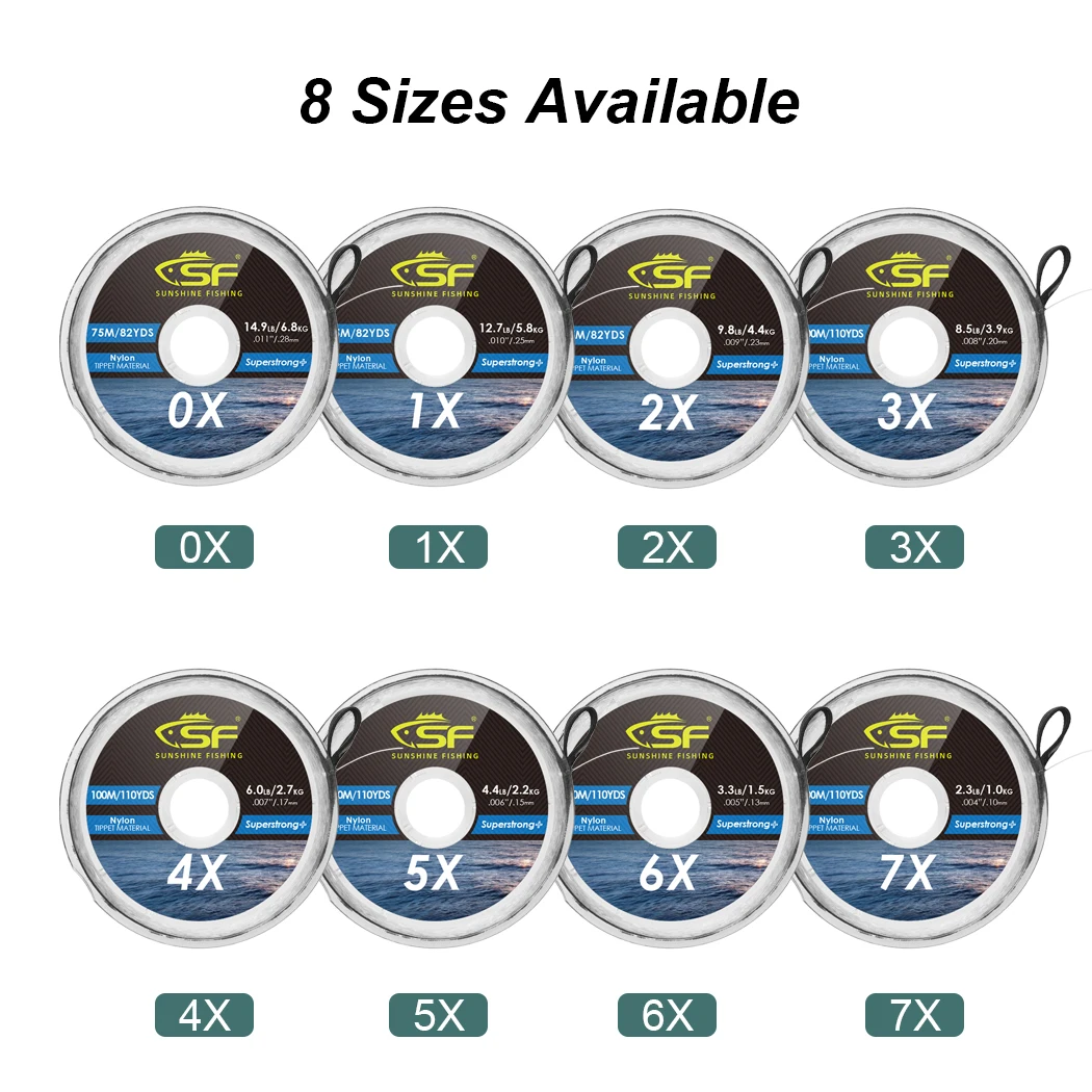 Sf Fly Fishing Tippet Line Clear Nylon Monofilament With Holder Leaders ...