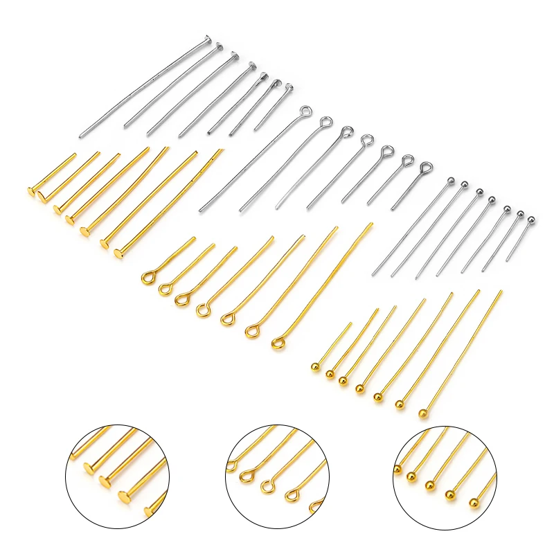 50-100pcs-Lot-Stainless-Steel-Eye-Head-Pins-Eye-Pins-Flat-Head-Pin-For ...