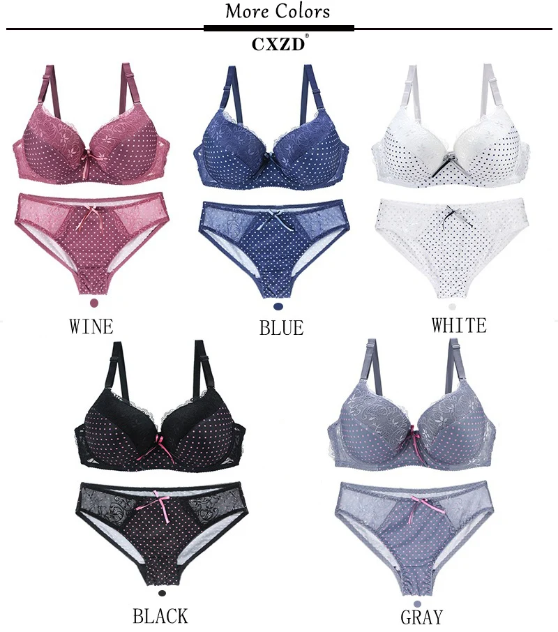CXZD женский бюстгальтер в горошек сексуальный комплект бюстгальтера кружево пуш ап нижнее белье ...