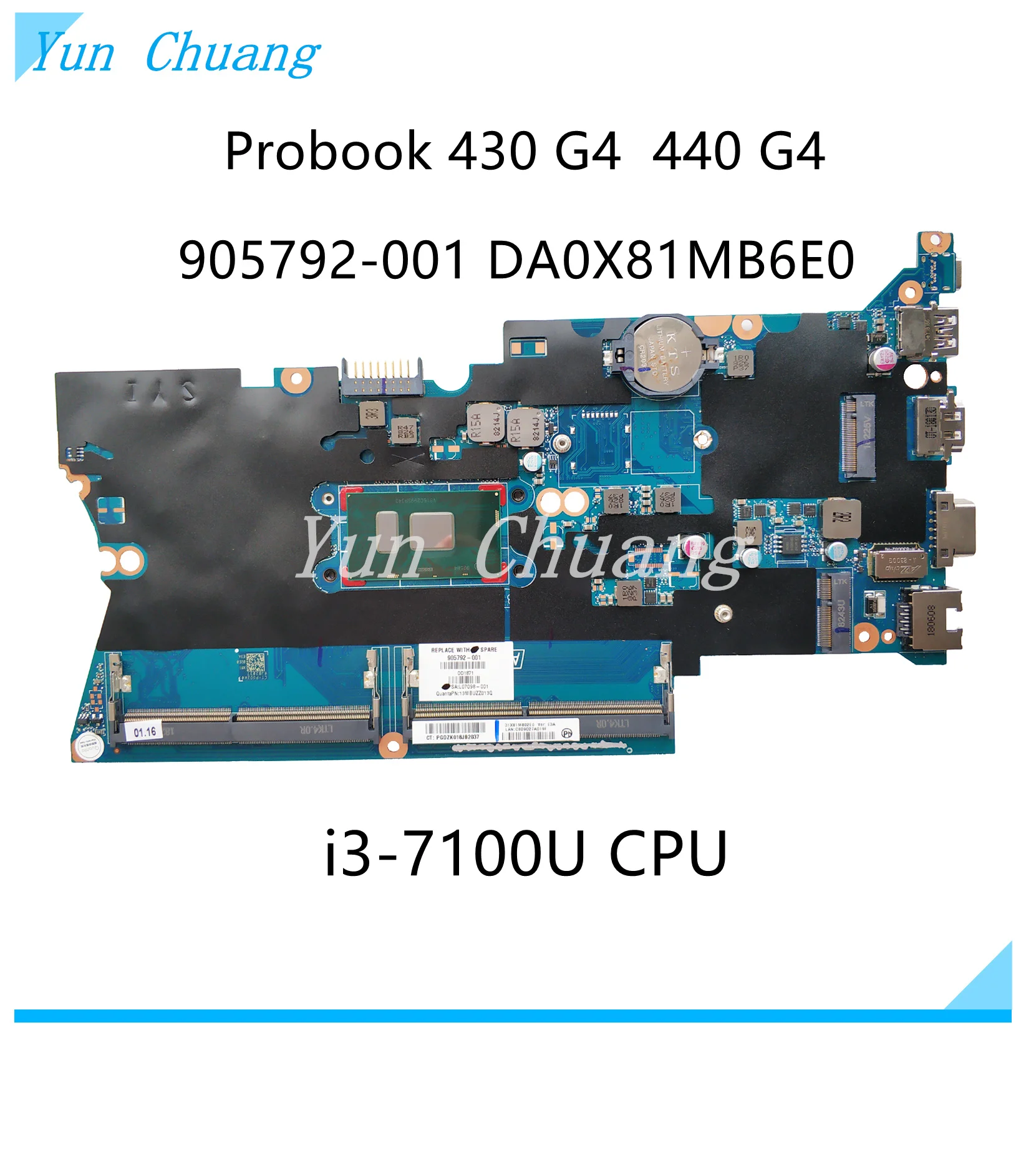 DA0X81MB6E0 For HP ProBook 430 G4 440 G4 Laptop Motherboard With i3 ...