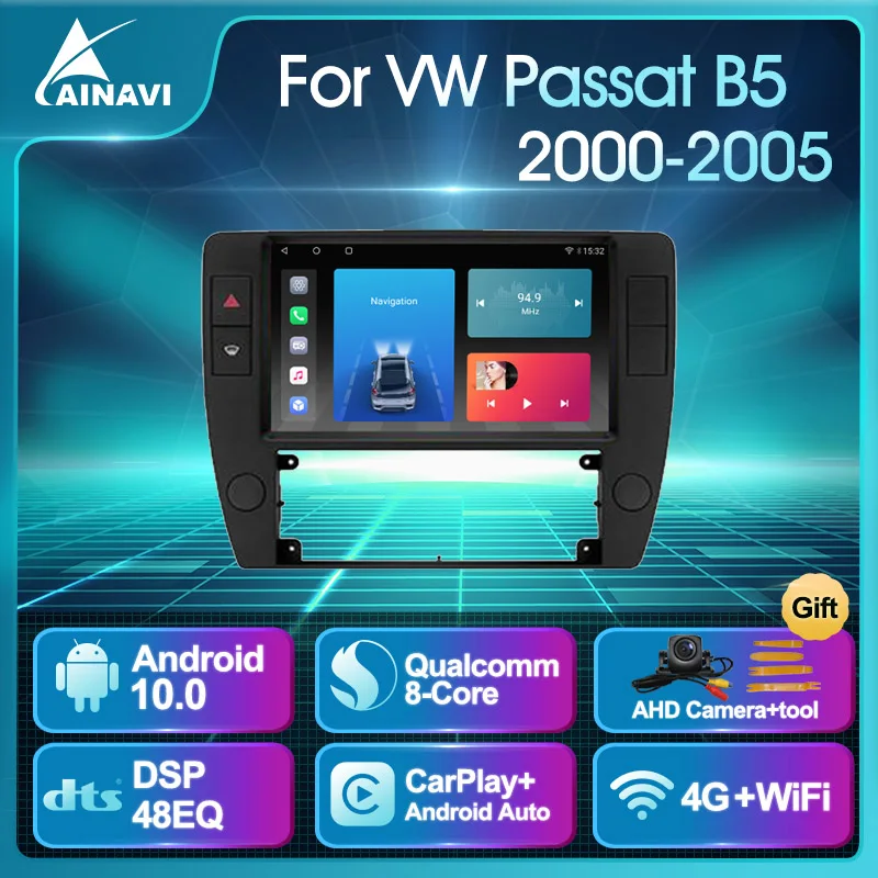 Car Radio Android 10.0 QLED Screen For Volkswagen VW Passat B5 2000 ...