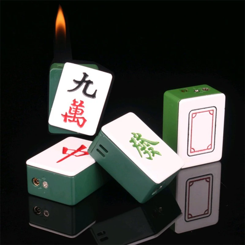 Novelty Lighter Mini Creative Lighter Mahjong Shaped Refillable Butane ...