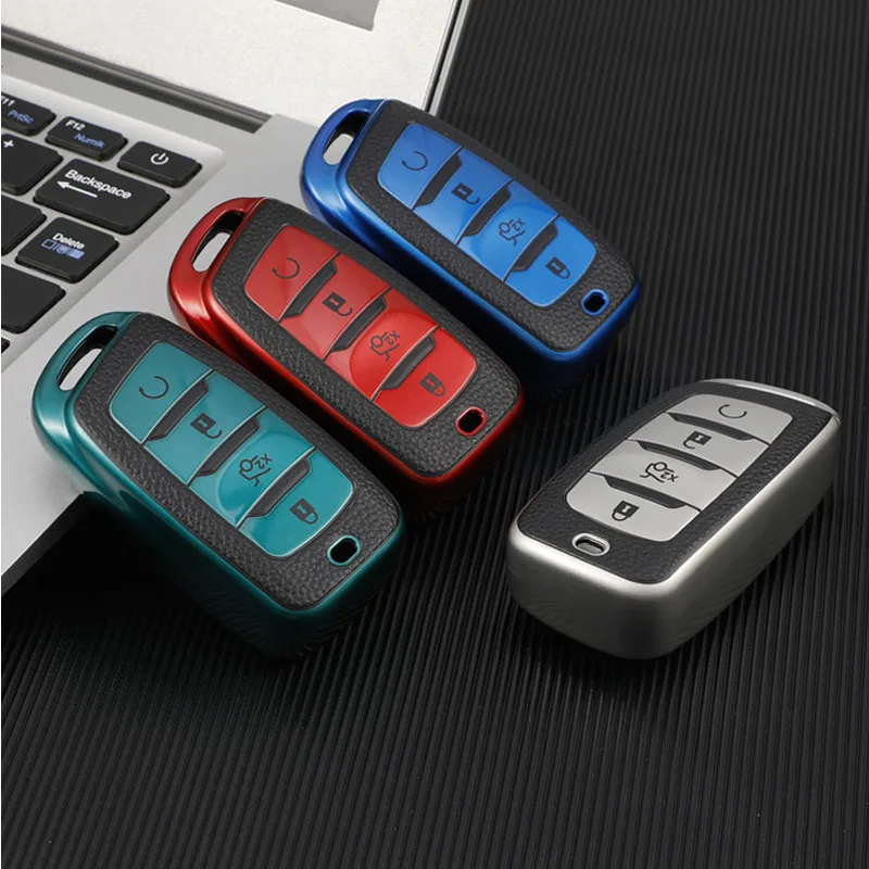 Leather TPU Car Key Cover Case Holder Shell Protector Keychain for ...