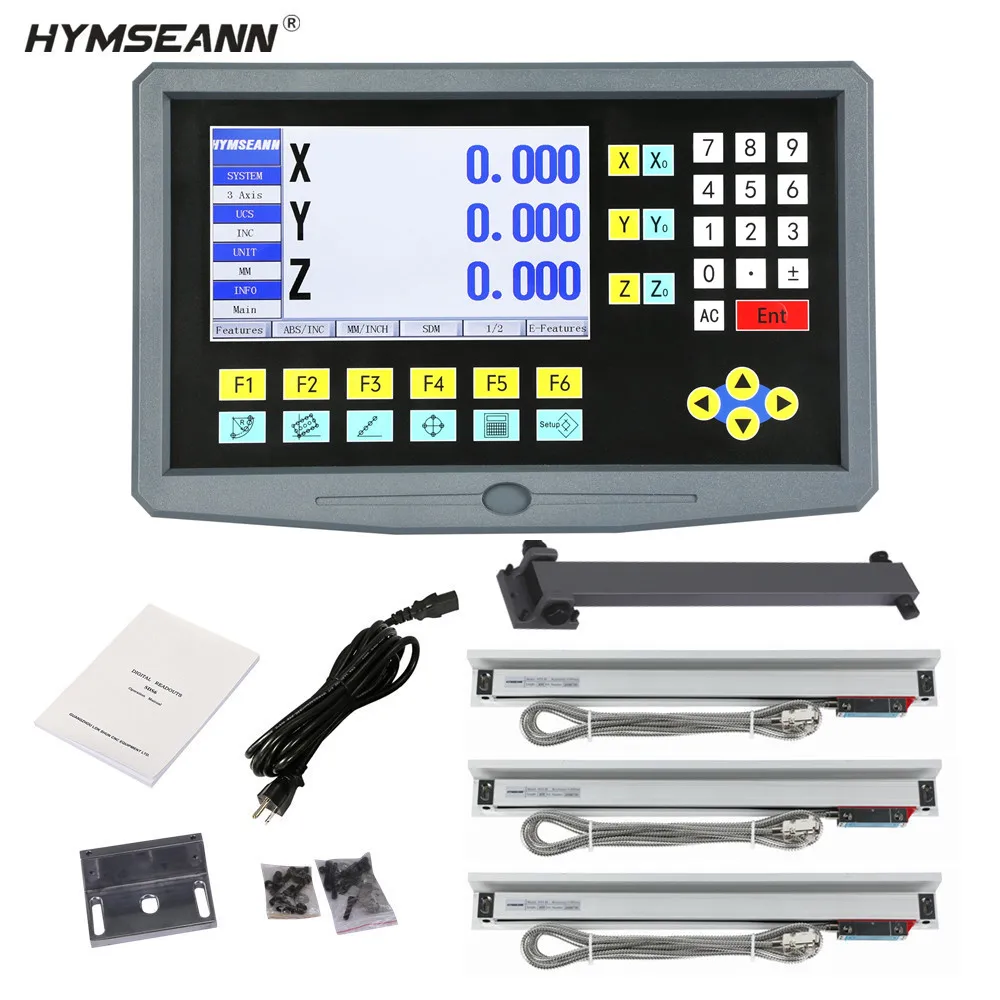 Complete Set Hs800-3 Multilingual 3 Axis Lcd Dro Digital Readout And 3 ...