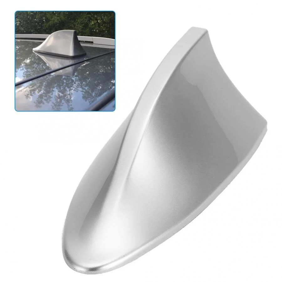 Universal Plastic Silver Car Top Roof Shark Fin Shape Aerial Antenna ...