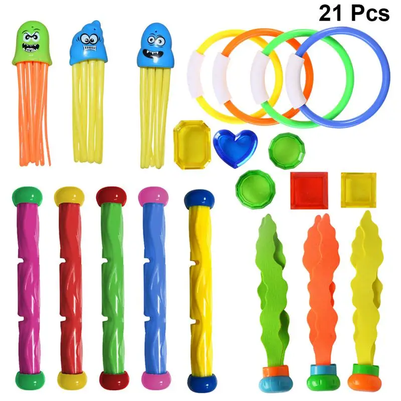 21pcs Diving Sticks Pool Sink Seaweed Diving Ring Toys Swimming Pool ...