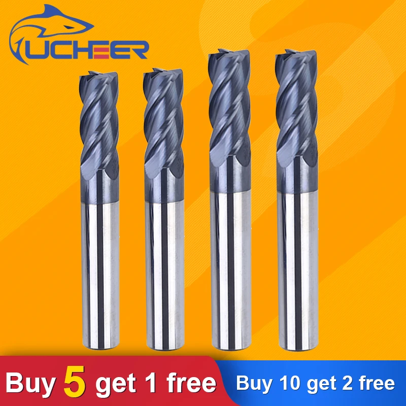 Ucheer Cutting Hrc45 4 Flutes Flat Cutter 4/ 6mm Machine Tools Alloy ...