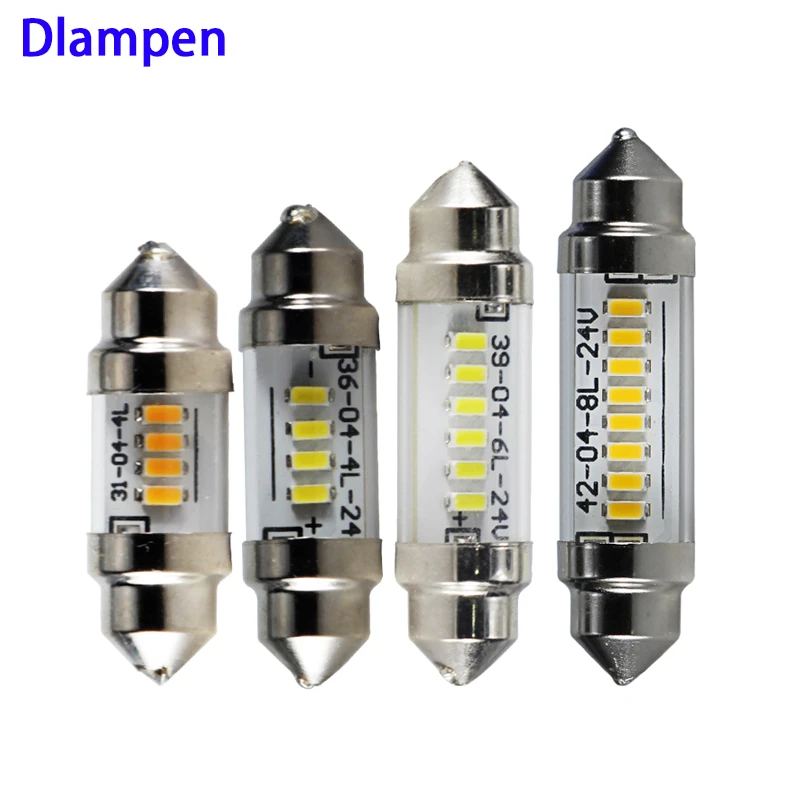 10pcs Led Festoon Light 31mm 36mm 39mm 42mm C3w C5w C10w Canbus 6 12 24 V Volts Glass Shell Bulb ...