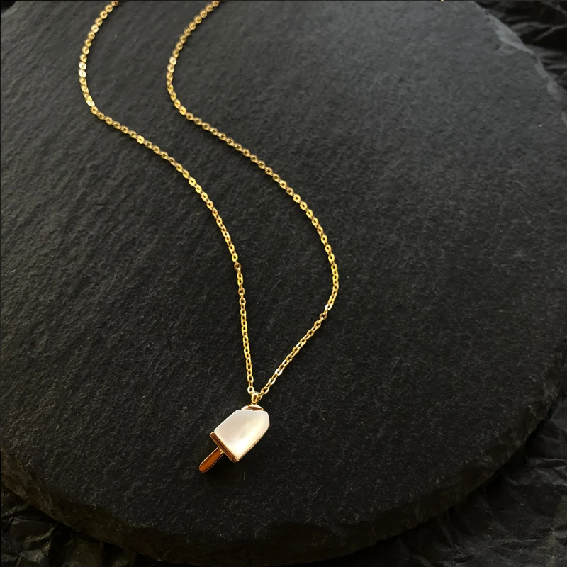 Titanium-Geo-Shell-Ice-Cream-Charm-Necklace-Women-361l-Stainless-Steel ...