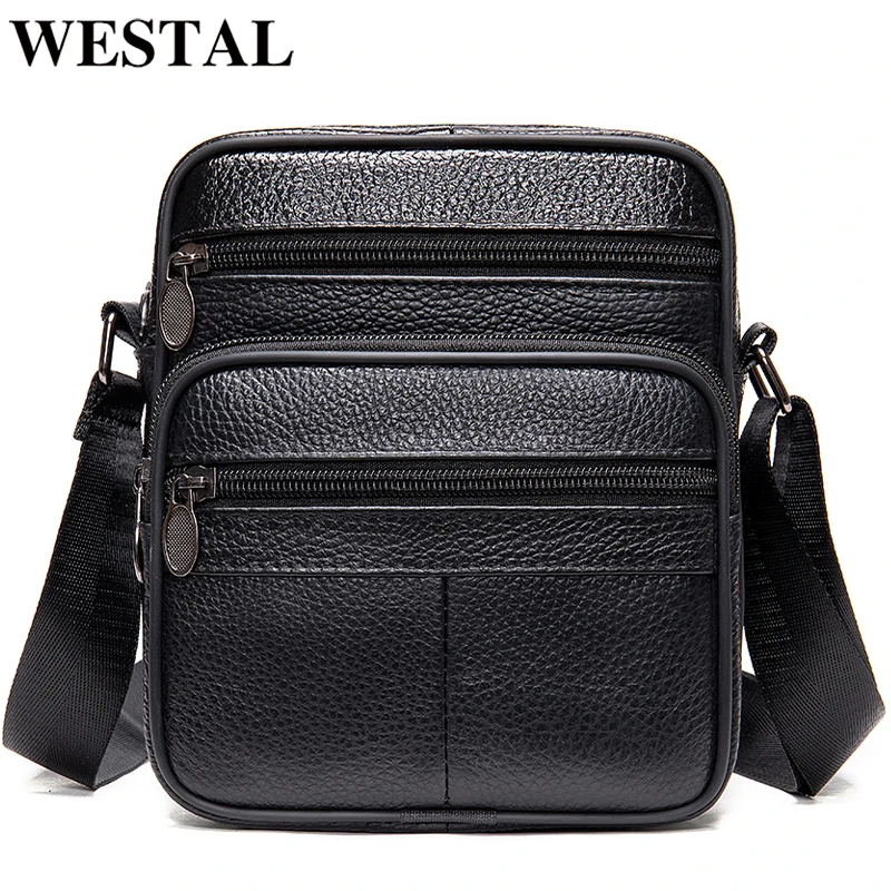 WESTAL Men's Shoulder Bag Casual Genuine Leather Messenger Bag Mini Men ...