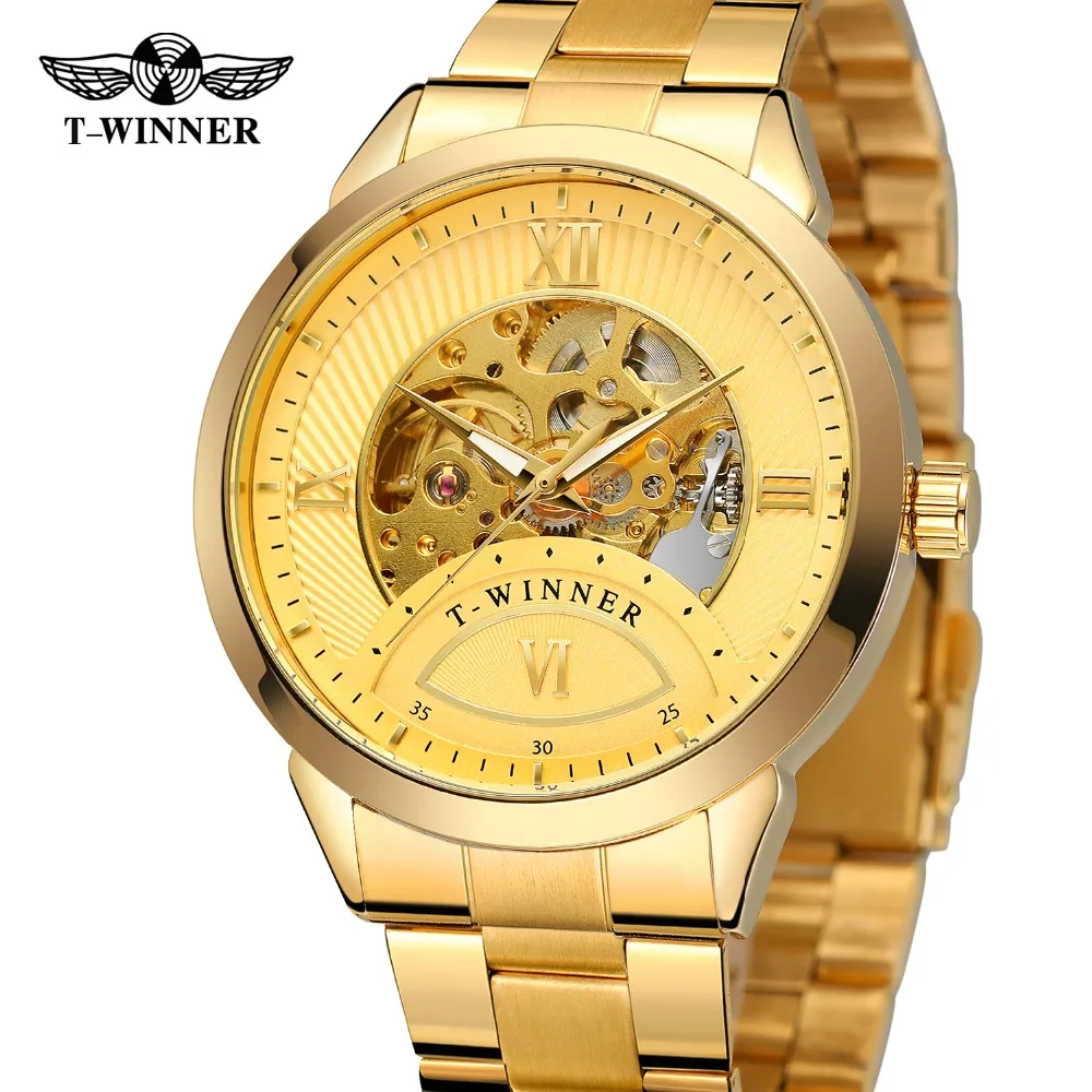 Winner Golden Watch Men Skeleton Automatic Mechanical Watch Men Auto ...