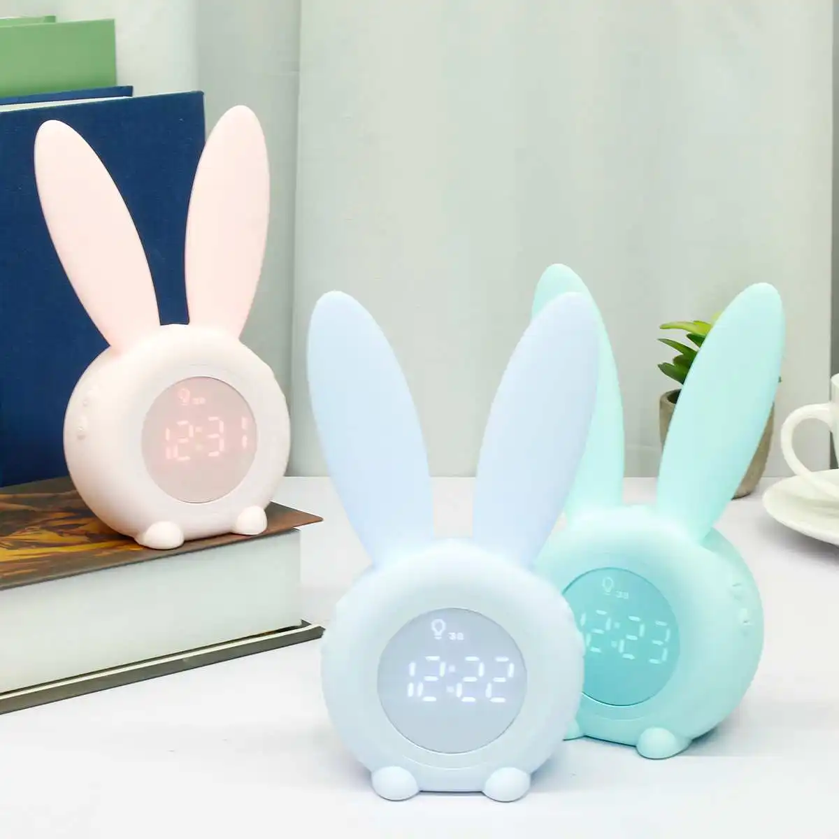 Cute Rabbit Digital Alarm Clock Kid's Bedroom Night Light pink 【SALE ...