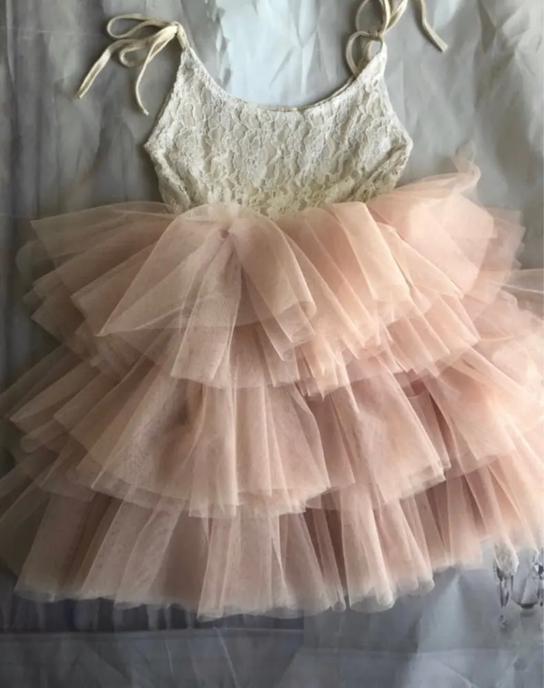 2020 Summer New Children Princess Dress Baby Girls Yarn Sling Flower ...