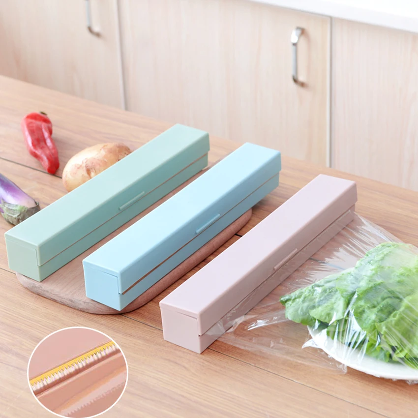 Kitchen-Creative-Tool-Plastic-Food-Wrap-Cling-Film-Dispenser-Aluminum ...