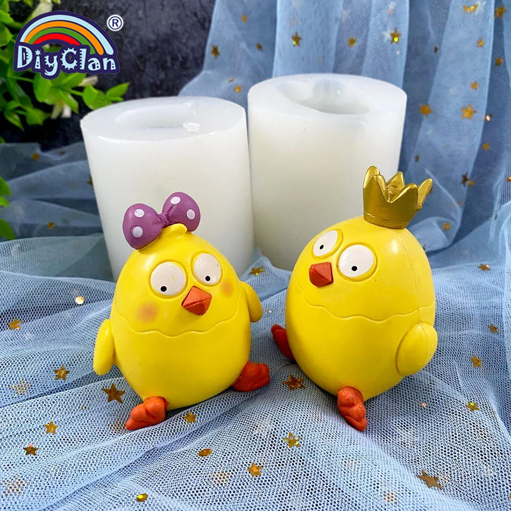 3D Chick Shape Silicone Clay Molds Chicken Gypsum Animal Candle Mould ...