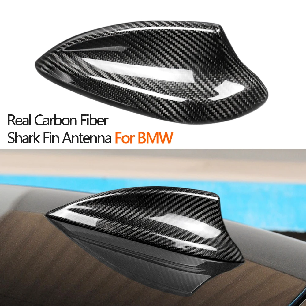 True-Carbon-Fiber-Car-Roof-Shark-Fin-Antenna-Aerials-Cover-Trim-For-BMW ...
