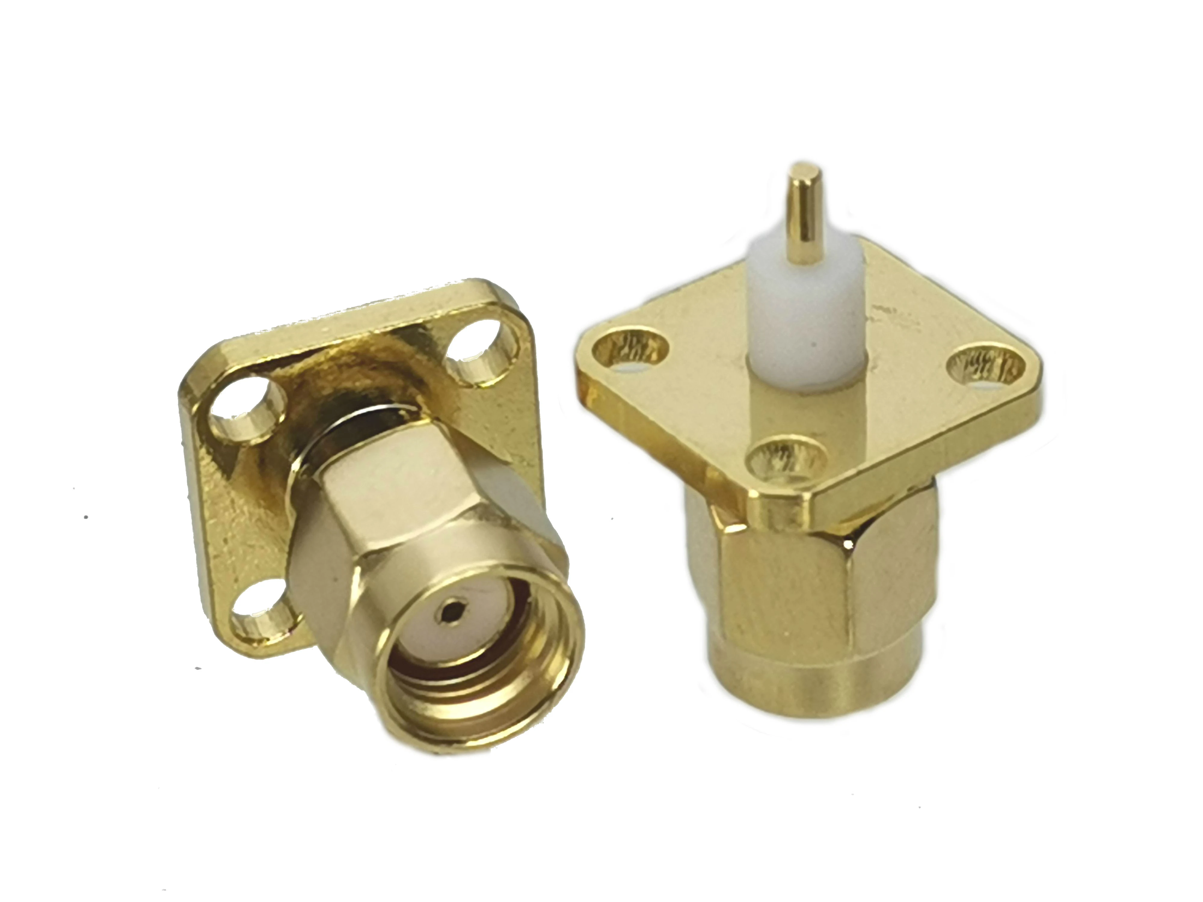 1Pcs Connector RP SMA RPSMA Male jack 4 holes Flange Solder PTFE Panel ...