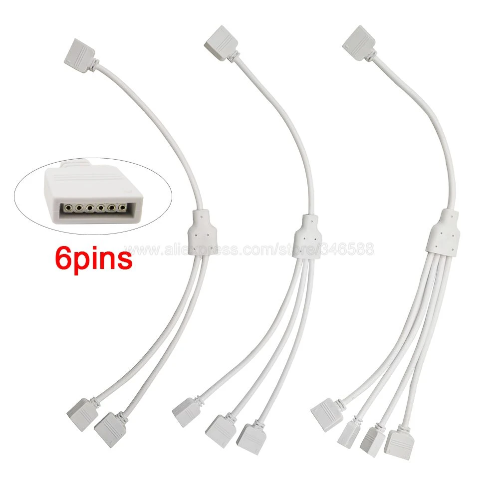 6pins Rgbcct Led Strip Connector Hub 1 To 2 3 4 Port Splitter Cable 6 ...
