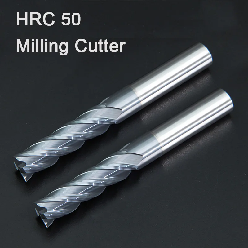 HRC50 1 2 3 4 5 6 8 10mm Carbide Milling cutting Tools Alloy Tungsten ...