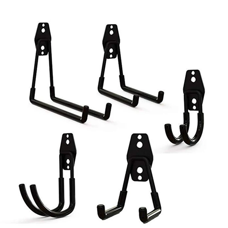 Steel Garage Storage Utility Double Hooks Heavy Duty Wall Mount Multi ...