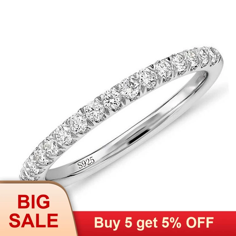 Original Classic Aaa Cz Zircon Finger Ring Real Solid 925 Sterling Silver Wedding Rings For ...