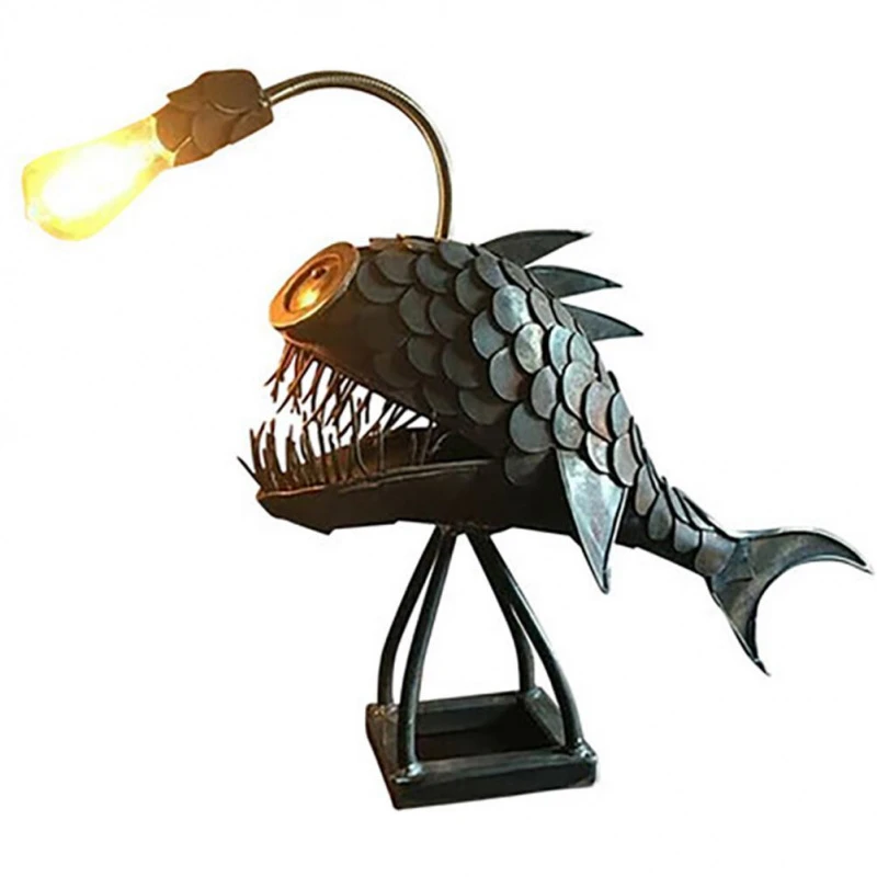 Retro Table Lamp Angler Fish Light With Flexible Lamp Head Artistic ...