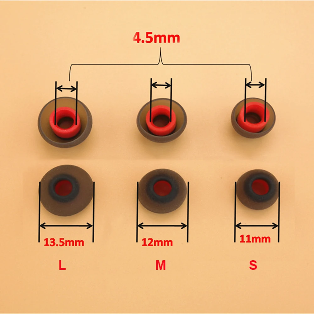 1Pair/set 4.5mm S/M/L Silicone TPU Bullet shape Headphone Earphone Ear ...
