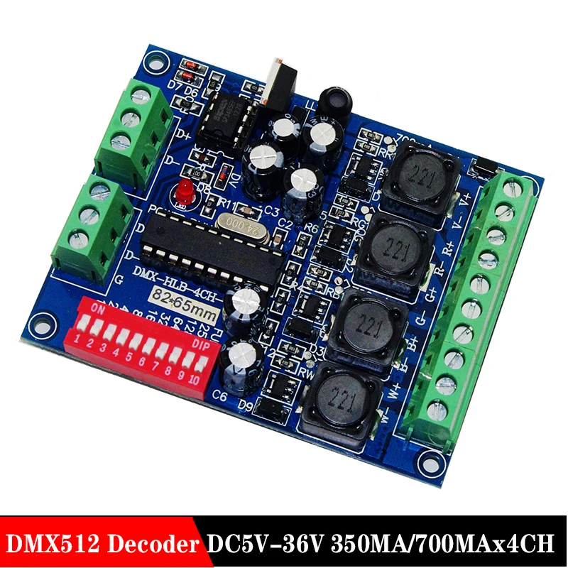 4CH DMX512 Decoder DC5V-36V Constant Current 350MA/700MA*4 Channel DMX512 RGBW Controller 4 ...