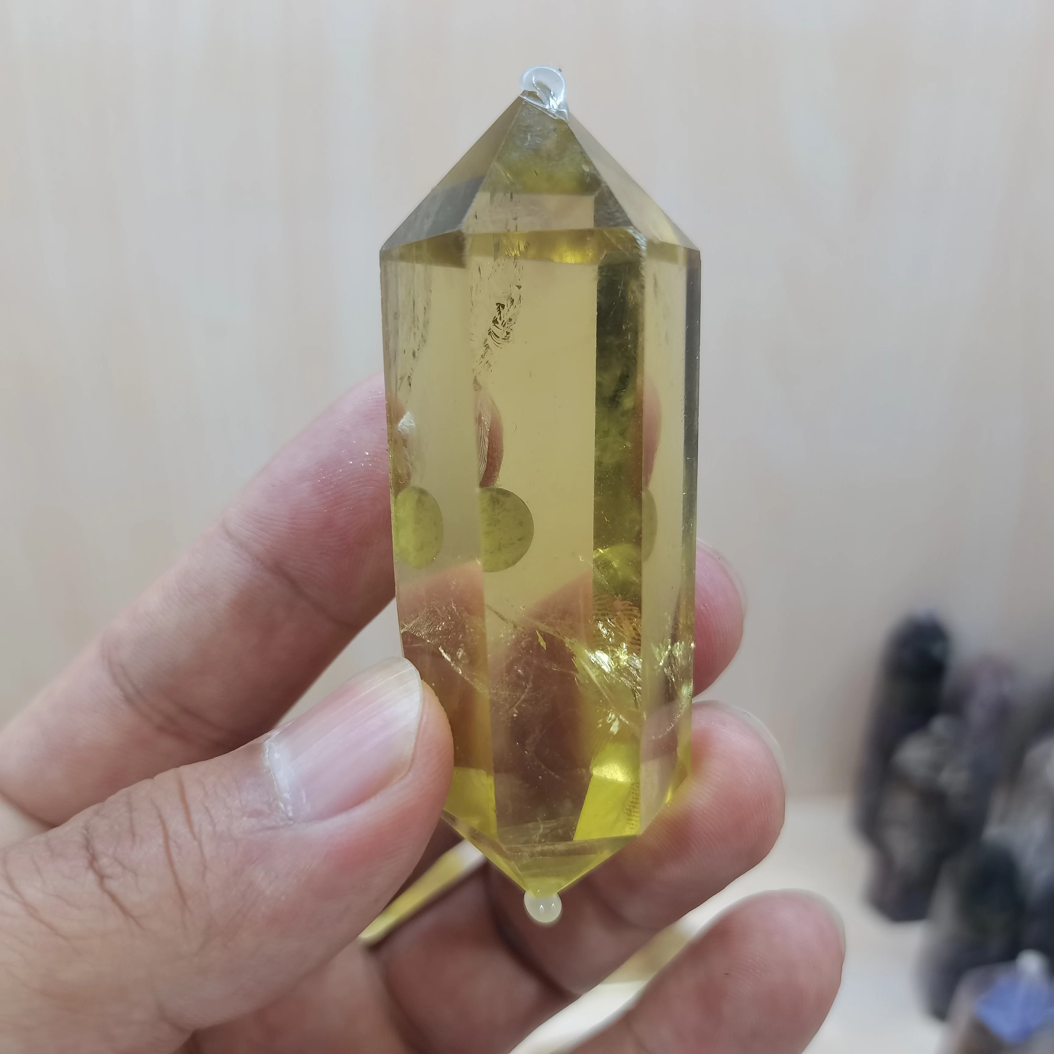 Natural-topaz-hexagonal-prism-pendant-piece-double-pointed-crystal ...